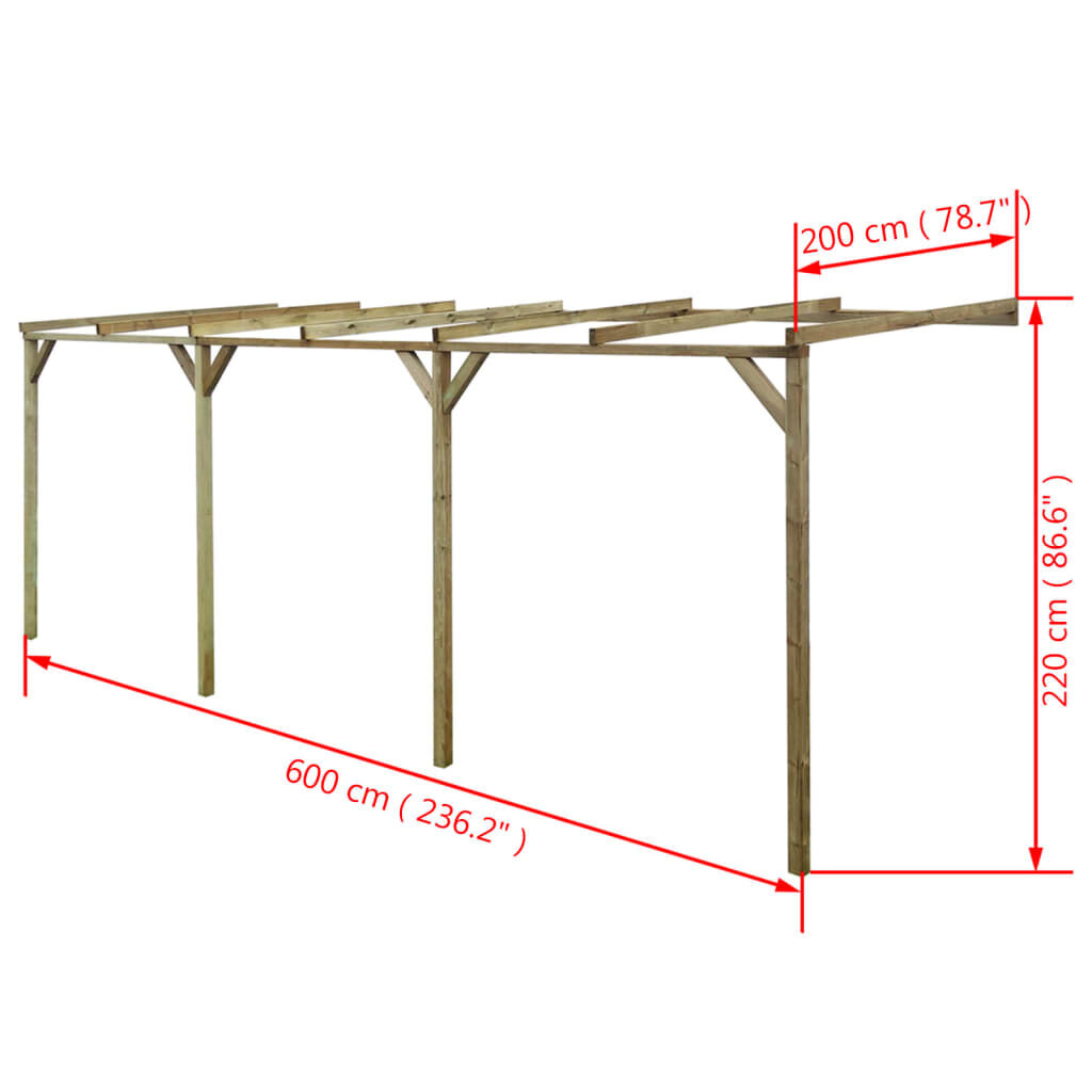 vidaXL Pérgola inclinada B-Stock madera de pino impregnada 2x6x2,2 m