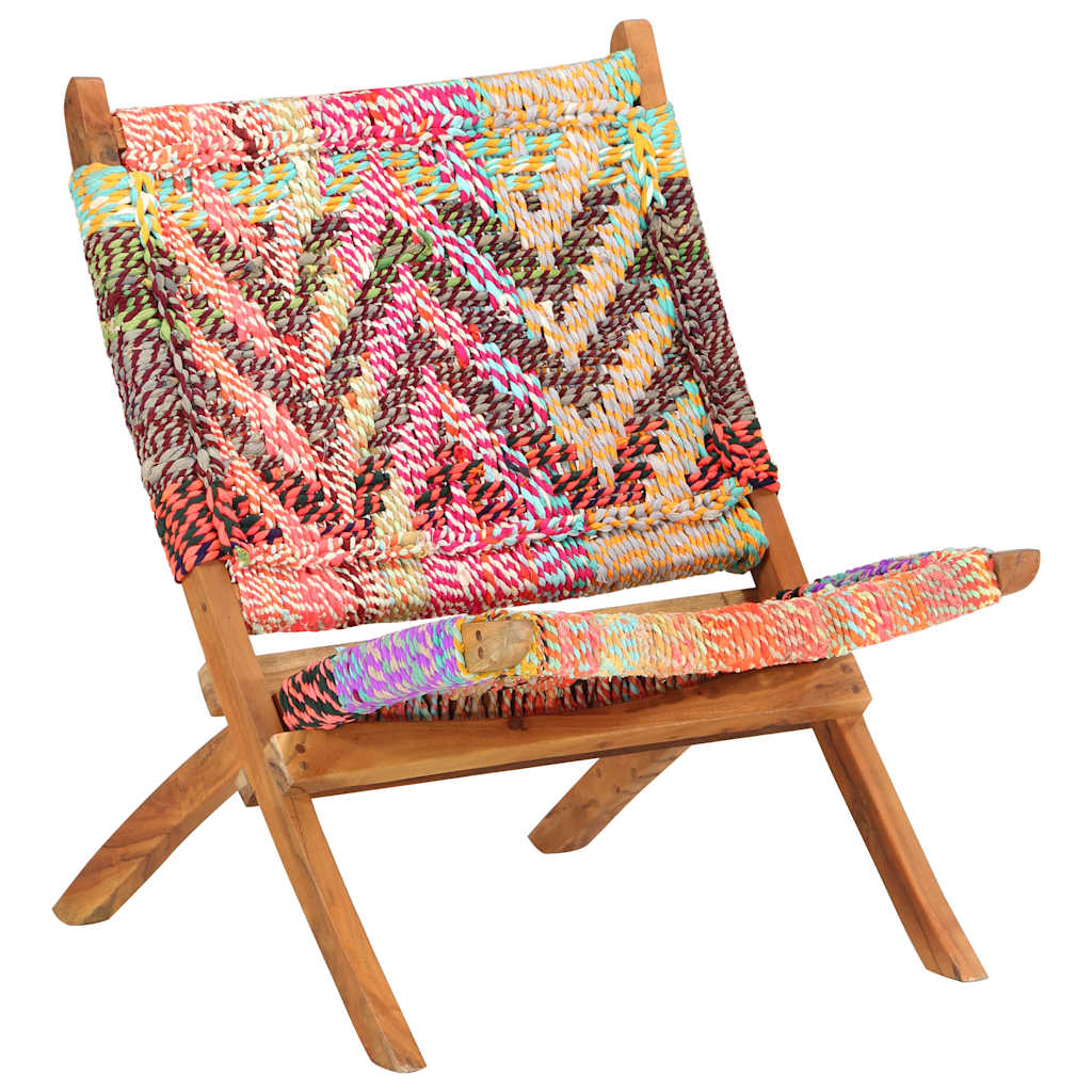 vidaXL Silla chindi plegable de tela multicolor | vidaXL.es
