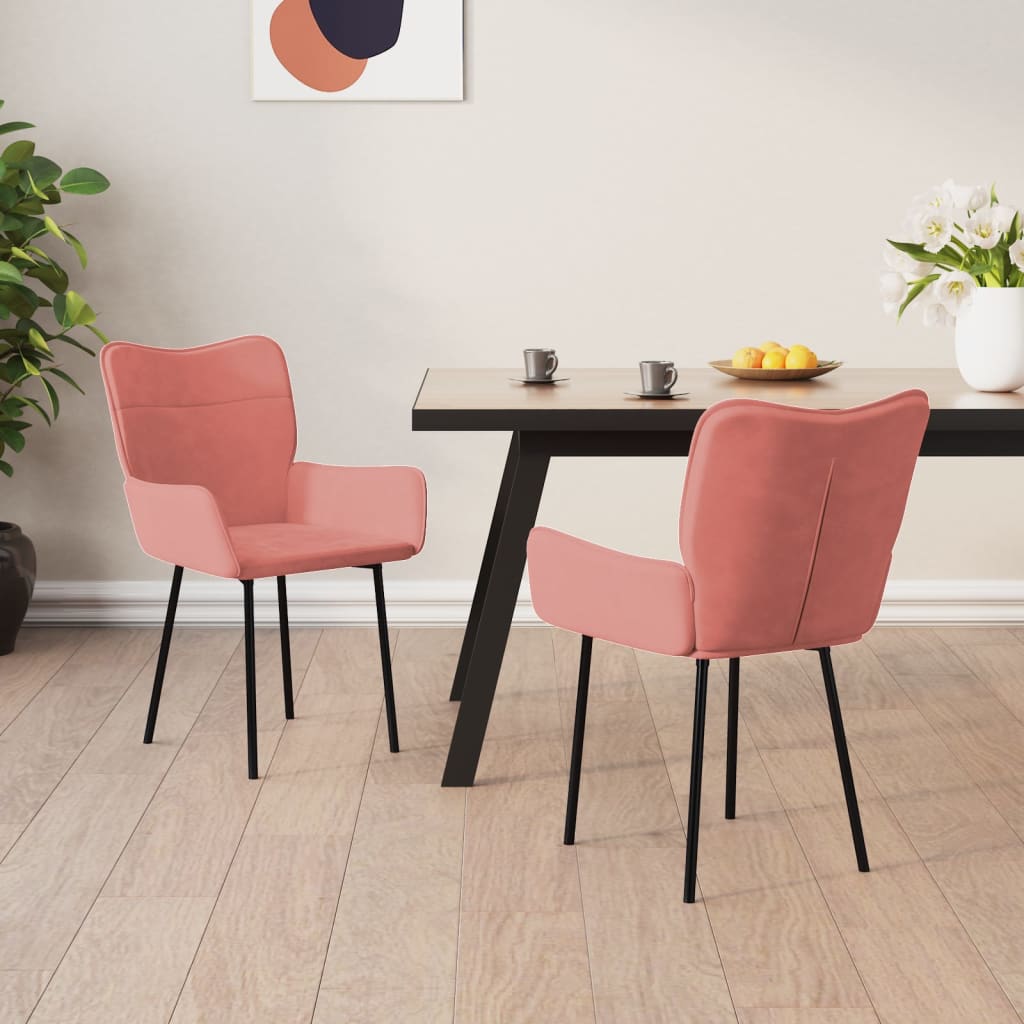 vidaXL Sillas de comedor 2 unidades terciopelo rosa | vidaXL.es