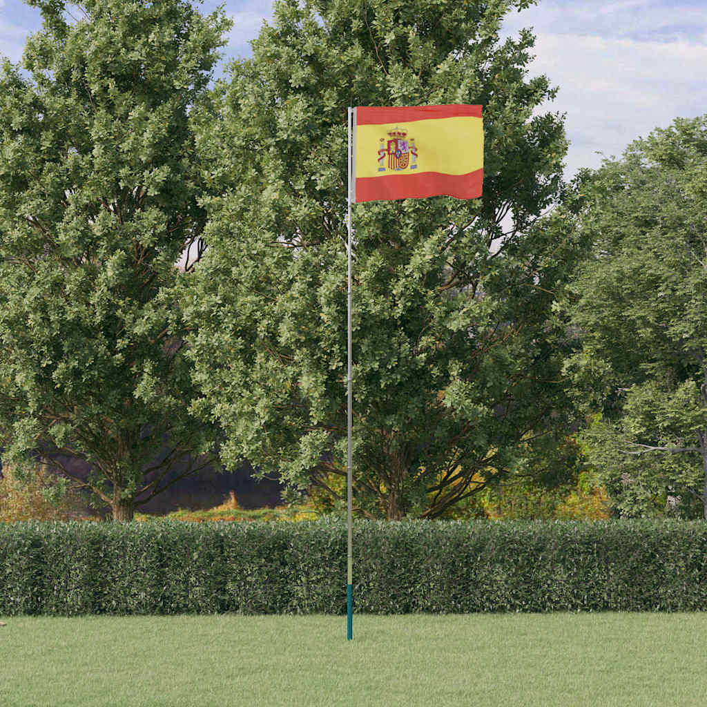 vidaXL Mástil y bandera de España aluminio 5,55 m | vidaXL.es