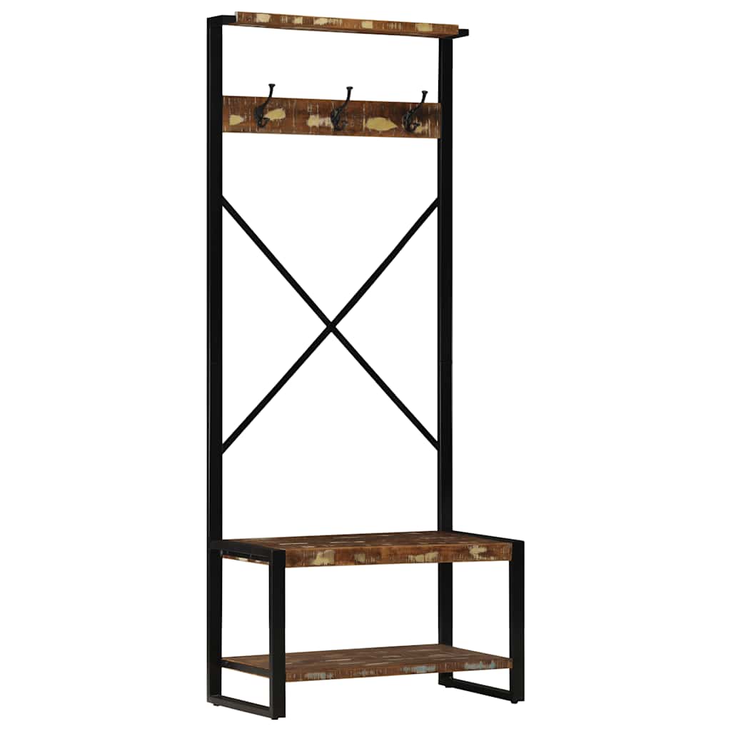 vidaXL Perchero multicolor madera maciza reciclada 80x40x190 cm | vidaXL.es
