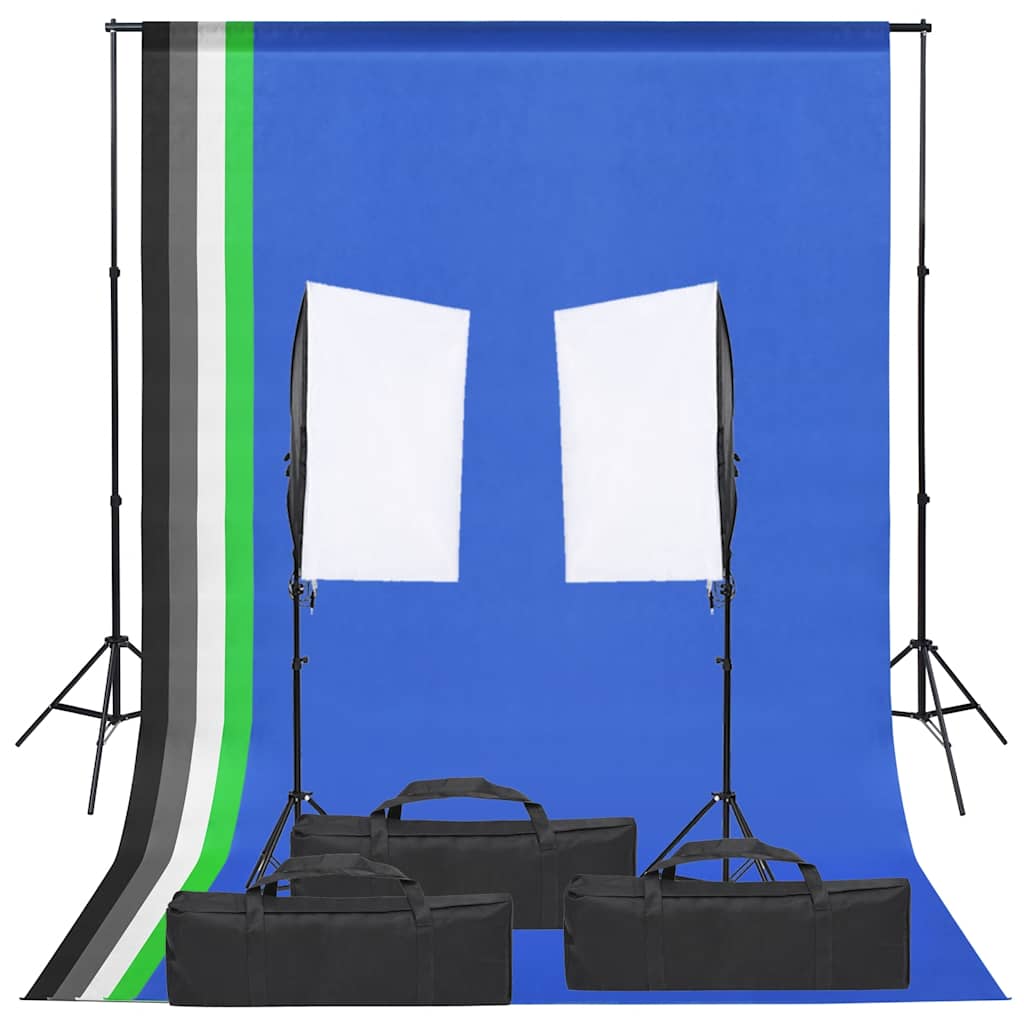 vidaXL Kit de estudio fotográfico con set de luces y fondo | vidaXL.es