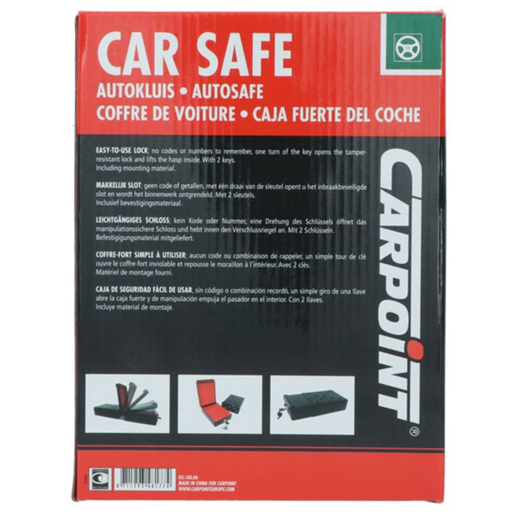Carpoint Caja de seguridad de acero negro 22,5x16x7,5 cm | vidaXL.es