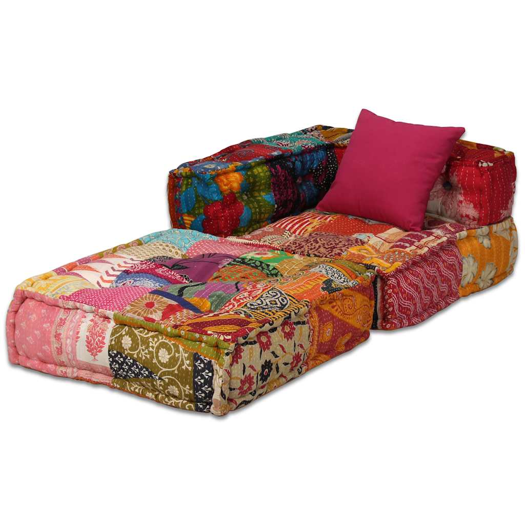 vidaXL Puf modular de 2 plazas de tela patchwork | vidaXL.es